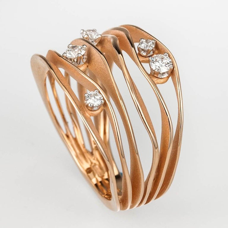 Customizable Annamaria Cammilli "Dune" Ring with Five Diamonds in 18k ...