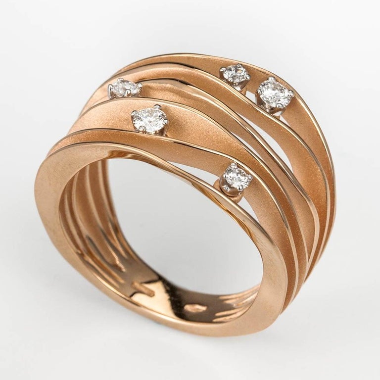 Customizable Annamaria Cammilli "Dune" Ring with Five Diamonds in 18k ...