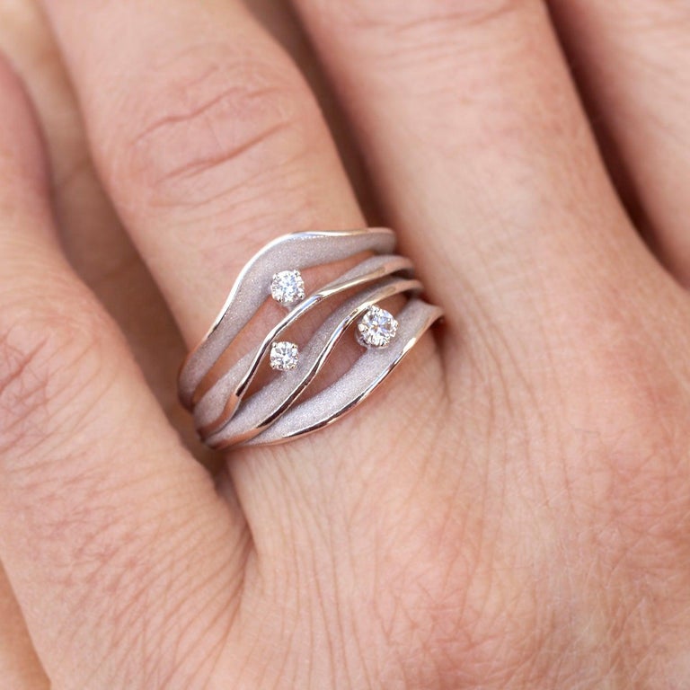 Customizable Annamaria Cammilli "Dune Royal" Ring with Diamonds in 18 ...
