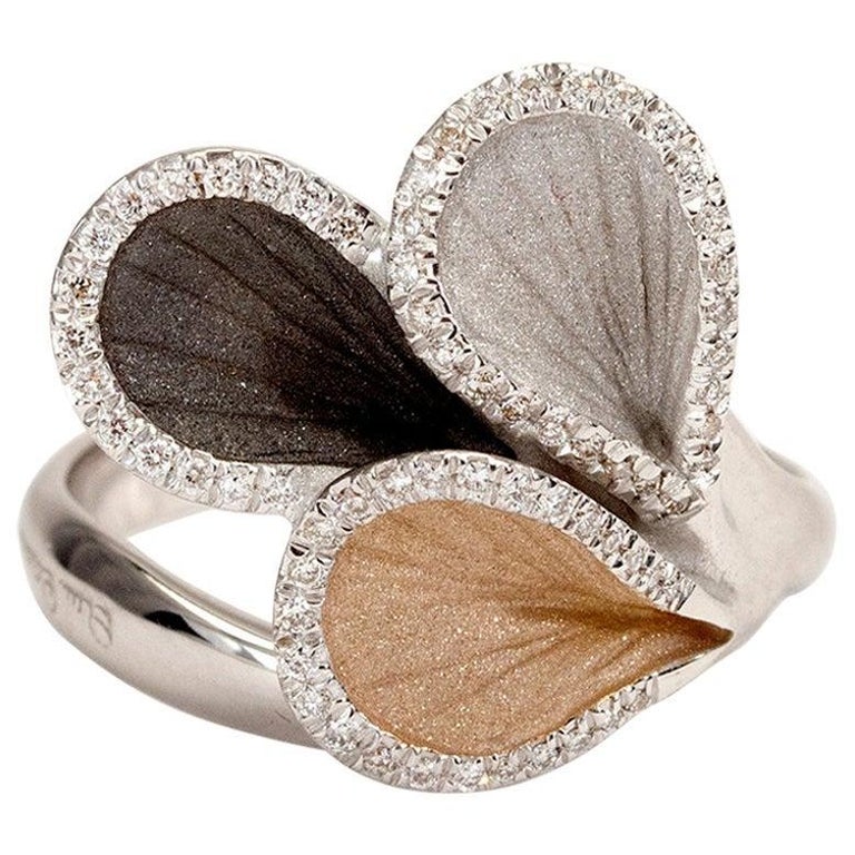 Customizable Annamaria Cammilli "Goccia" Ring with Diamonds in Three ...