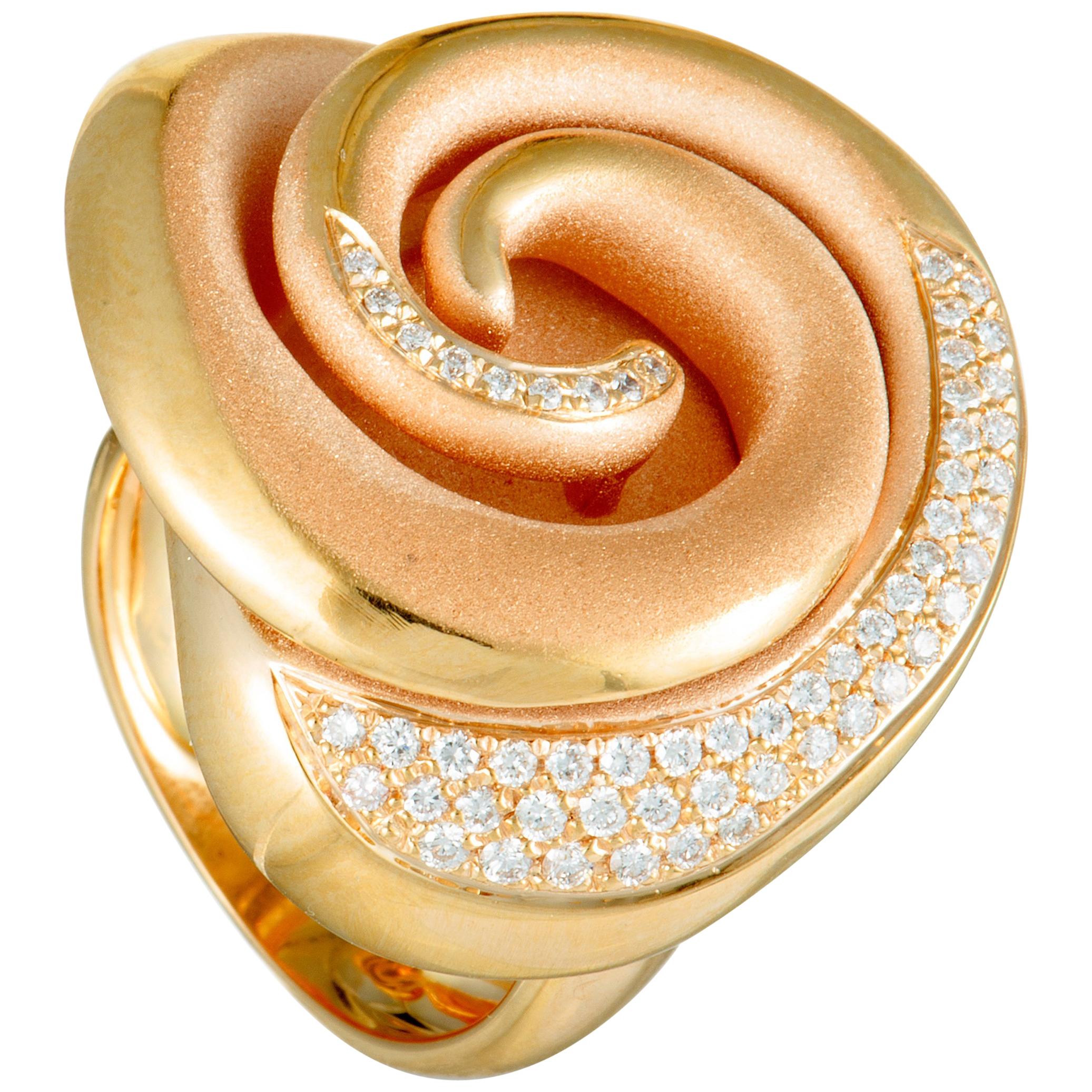 Annamaria Cammilli Hypnosis 18 Karat Rose Gold Diamond Flower Ring at ...