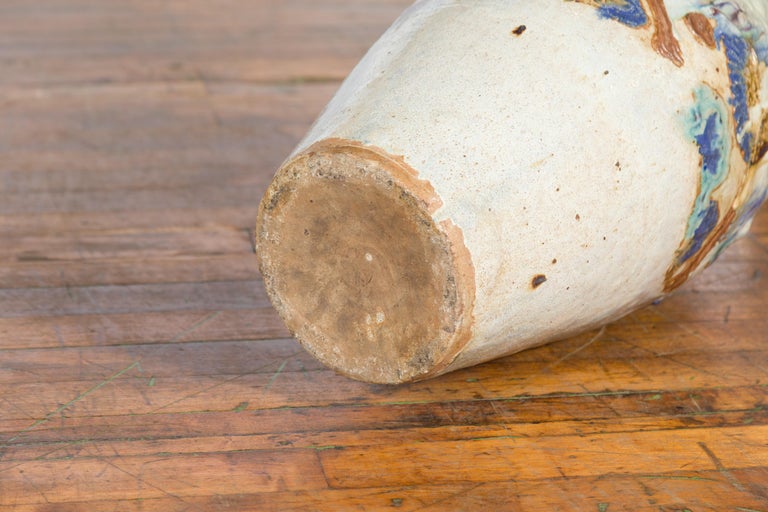 Annamese White Martaban Vase with Green and Blue Landscape Motifs For ...