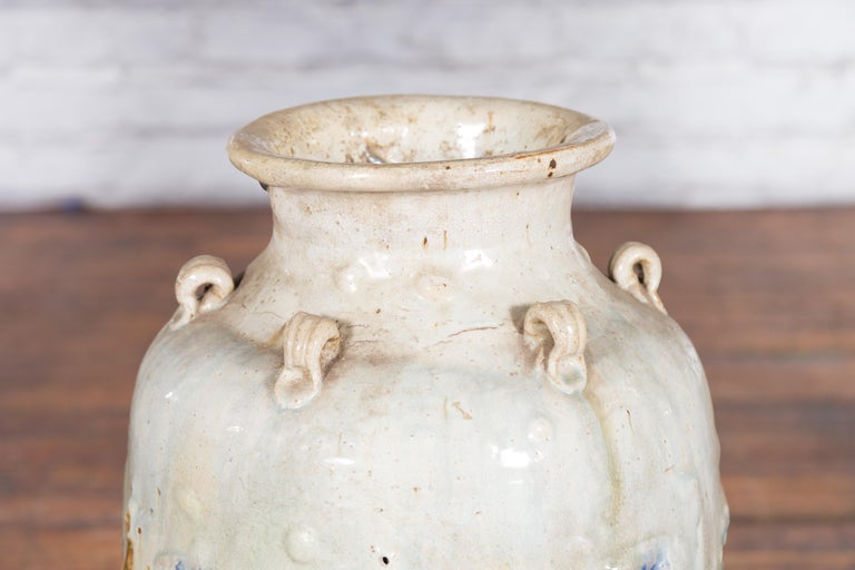 Annamese White Martaban Vase with Green and Blue Landscape Motifs For ...