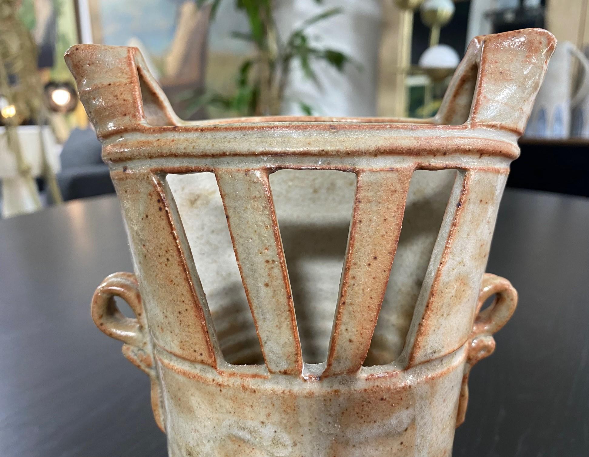 Anne A. E. Hirondelle Signed Modern Large Ceramic Pottery Glazed Vase ...