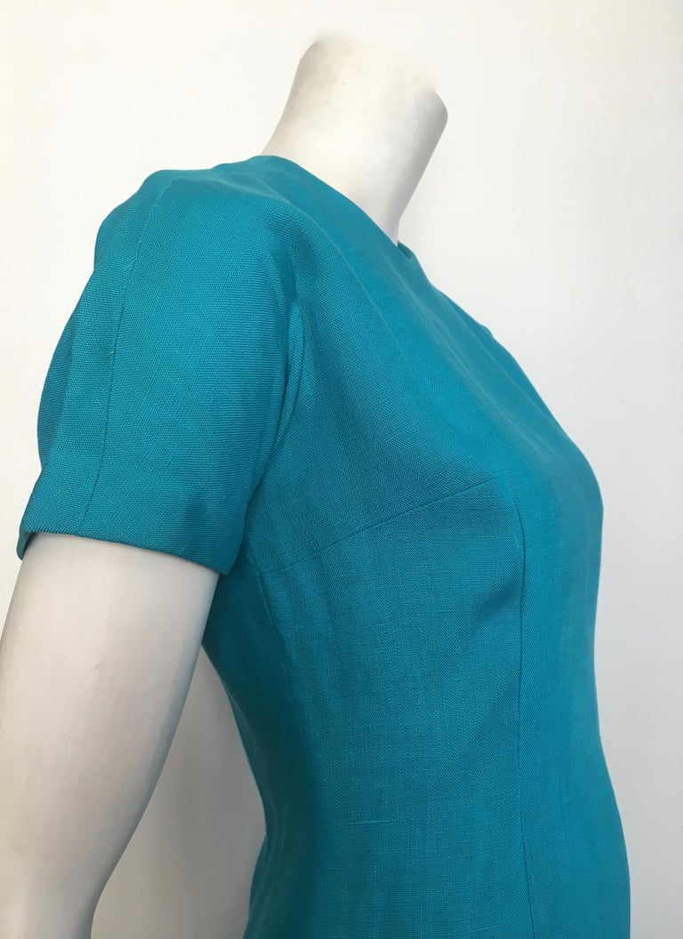 Anne Fogarty for Neiman Marcus 1960s Turquoise Linen Sheath Dress Size ...
