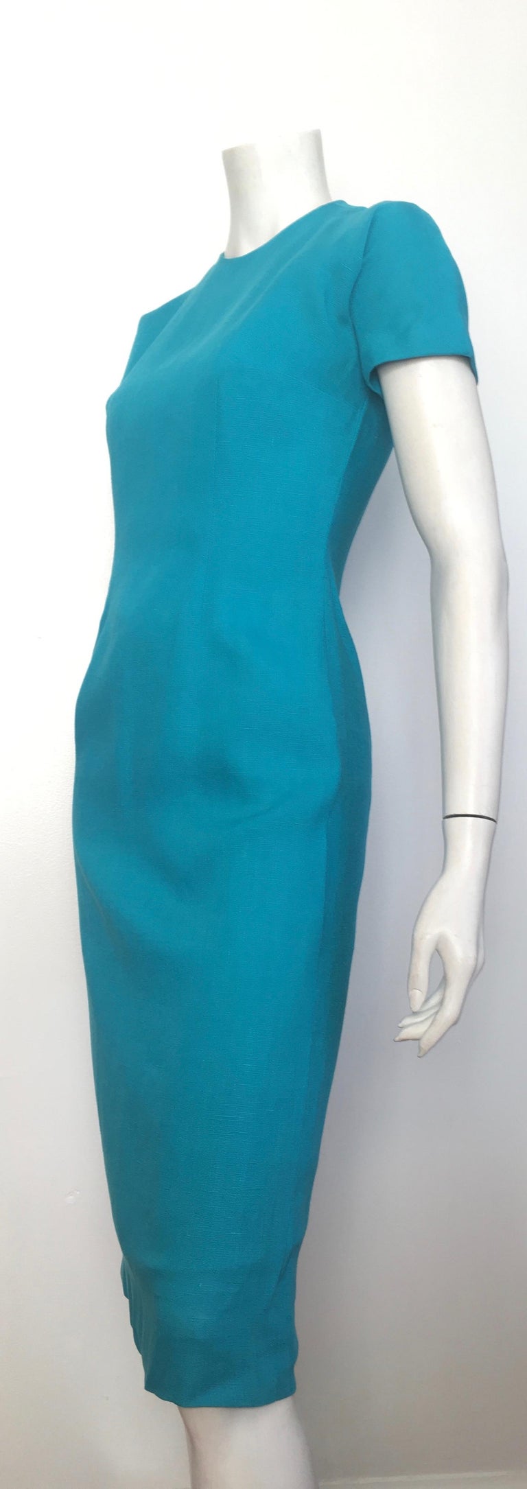 Anne Fogarty for Neiman Marcus 1960s Turquoise Linen Sheath Dress Size ...