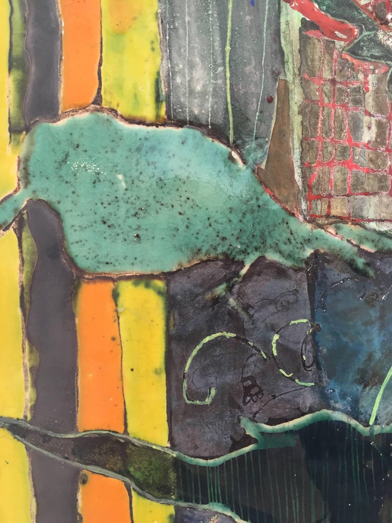 Anne Francey - Birds and Geometry No. 2 (Abstract Ceramic Tile Painting ...