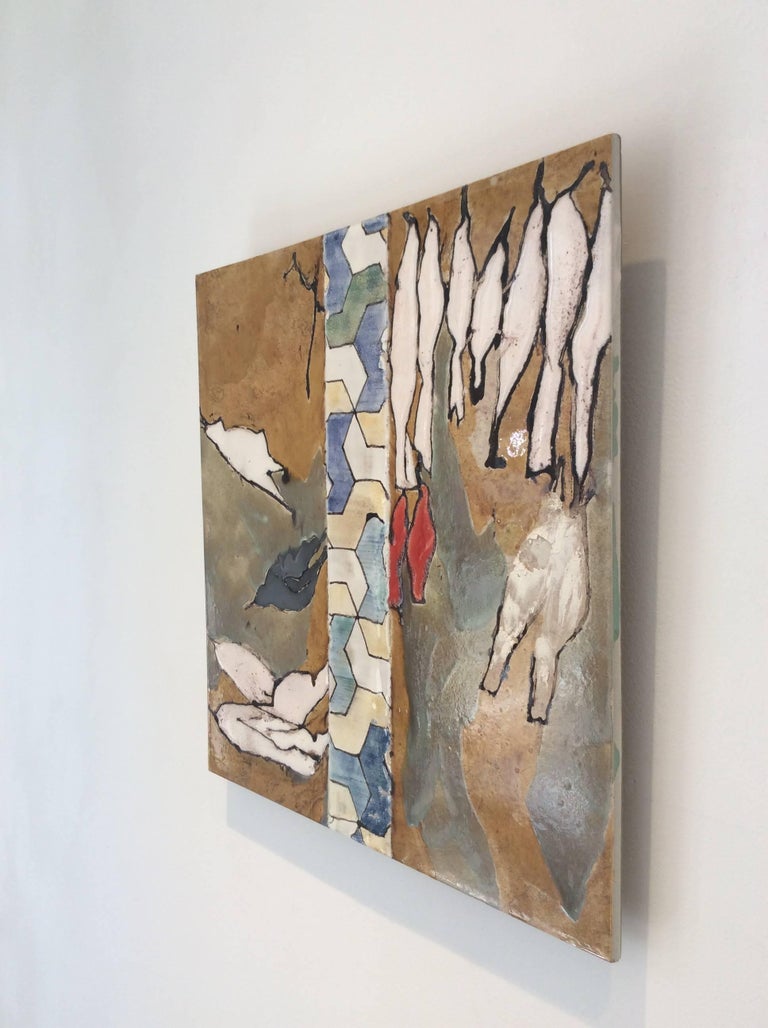 Anne Francey - Configurations #3 (Abstract Ceramic Tile Painting of ...