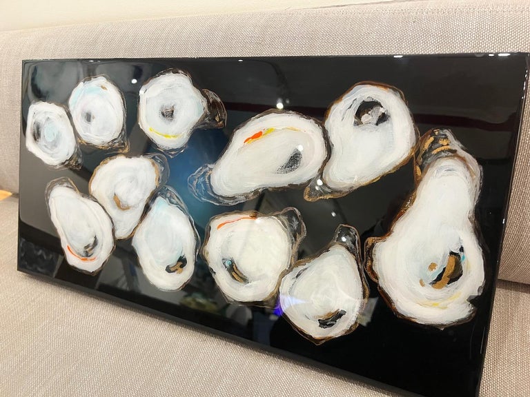 Anne Harney - "11 Oysters II" Black and white mixed media painting of ...