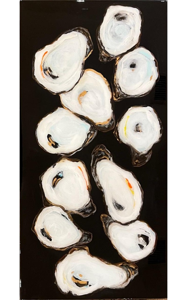 Anne Harney - "11 Oysters II" Black and white mixed media painting of ...