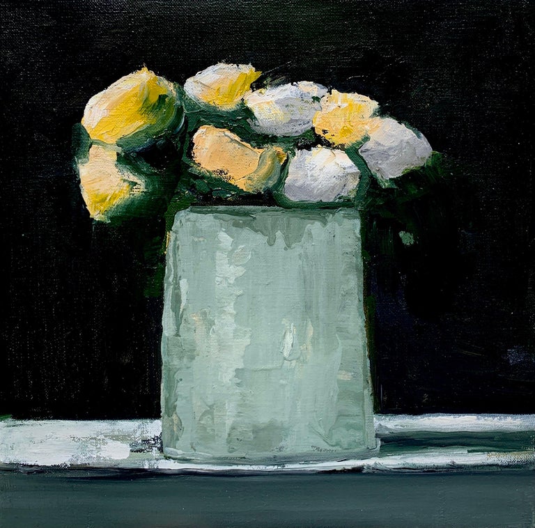 Anne Harney - Mums in Gray Vase by Anne Harney, Contemporary Floral ...