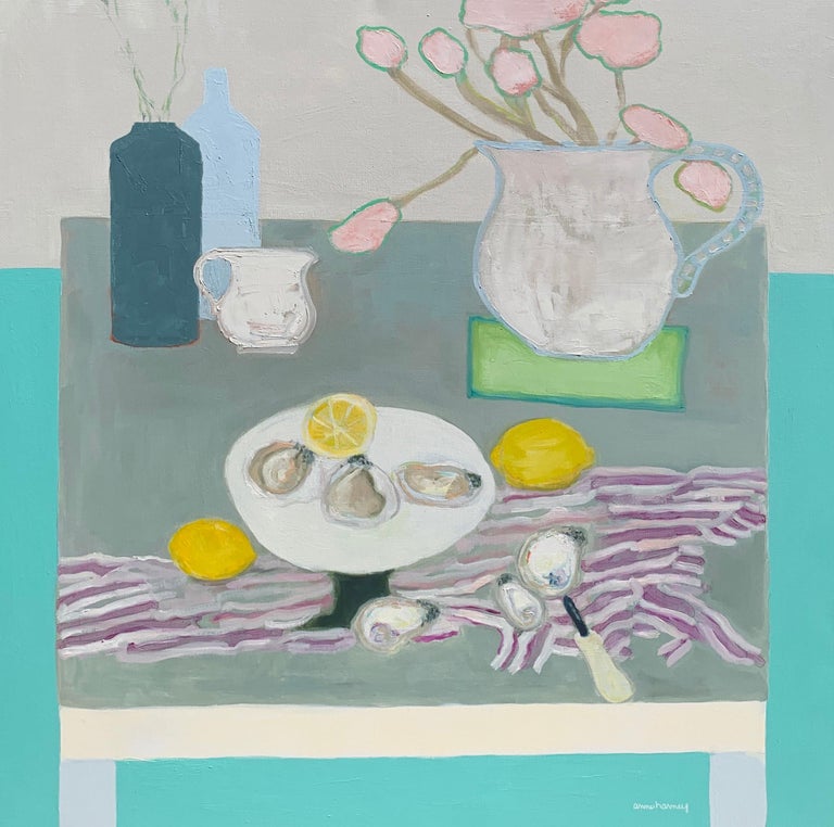Anne Harney - Oysters and Tulips by Anne Harney, Pink and Blue ...