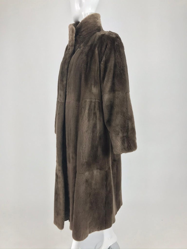 Anne Klein Reversible sheared beaver and fabric coat 1990s at 1stDibs