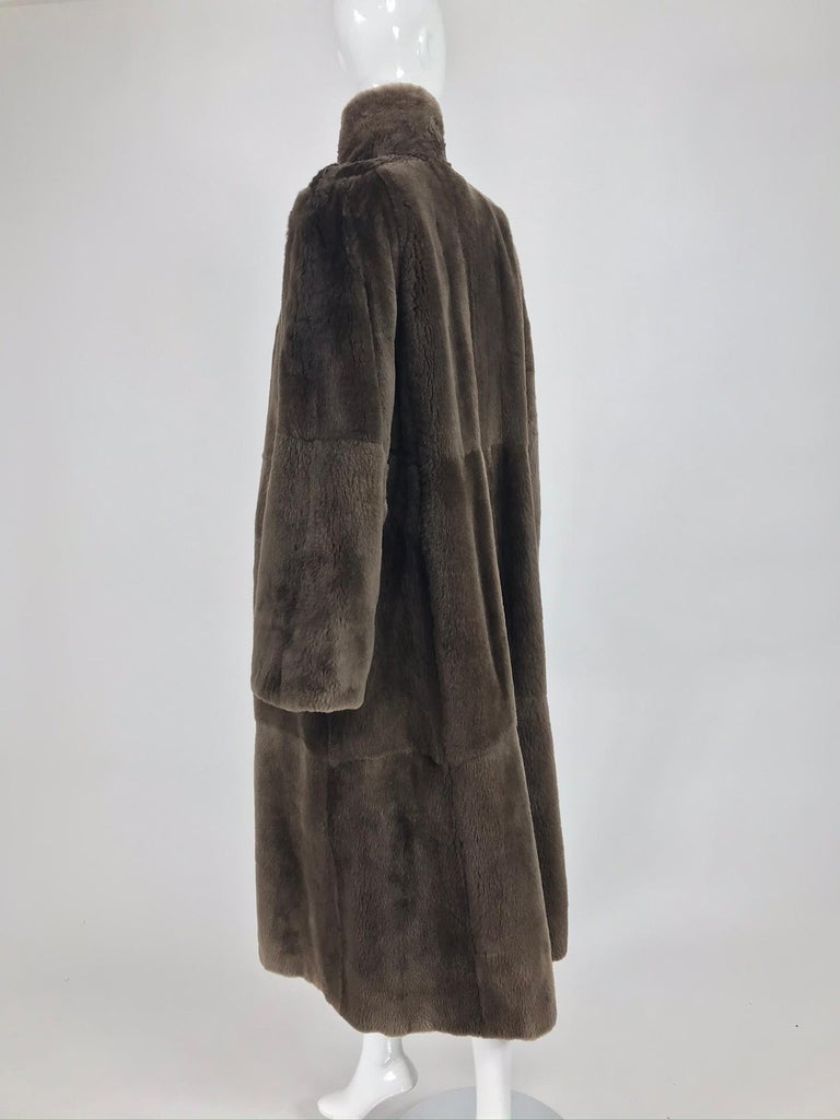 Anne Klein Reversible sheared beaver and fabric coat 1990s at 1stDibs