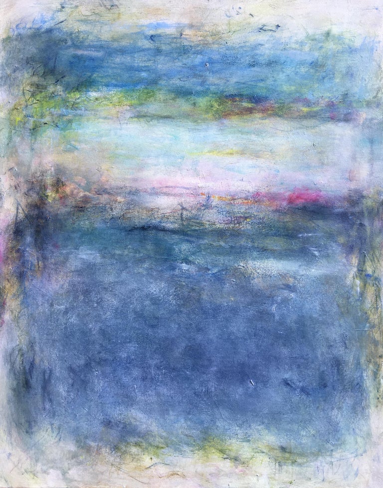 Anne Raymond - Bay Blue II, Abstract Oil Painting on Canvas, Signed For ...