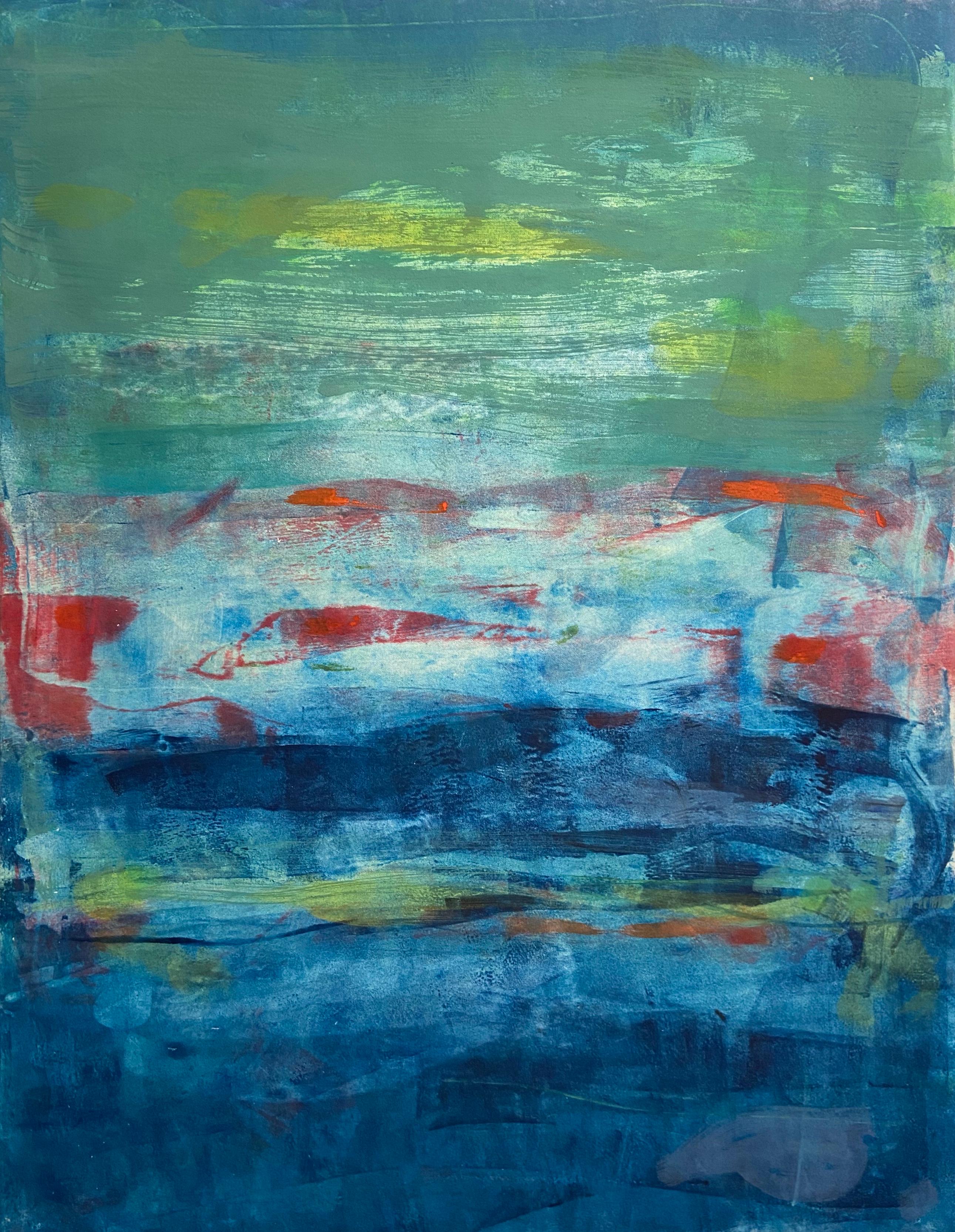 Rene Shapshak - Abstract Geometric Oil Monotype Painting 1966 Chelsea ...