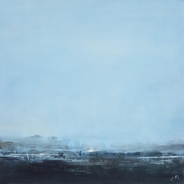 Anne Revol - "Blue Landscape", Abstract Acrylic Painting on Canvas For ...