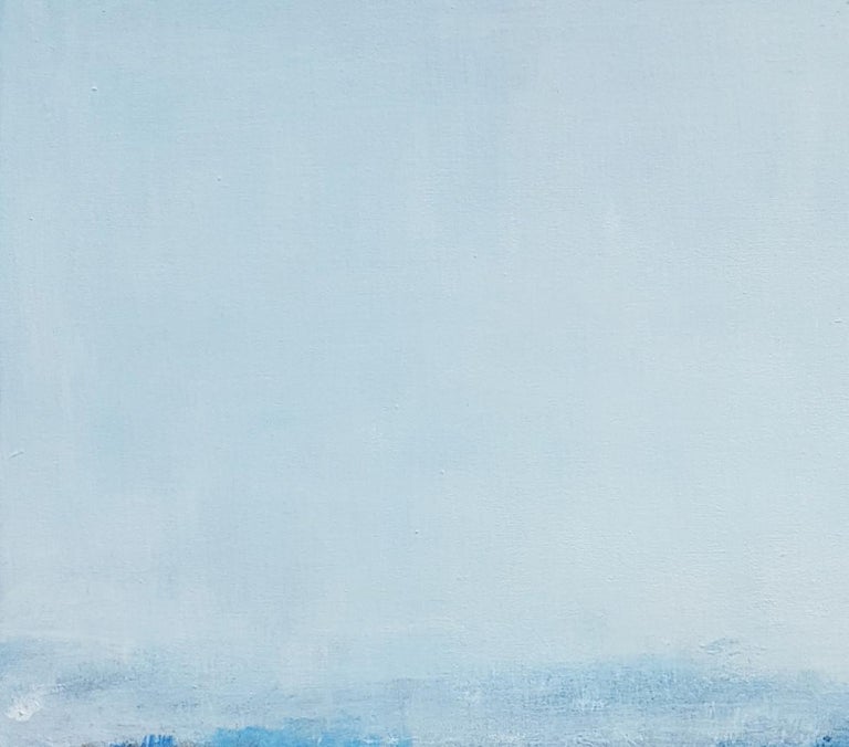 Anne Revol - "White Landscape", Blue Abstract Acrylic Painting on ...
