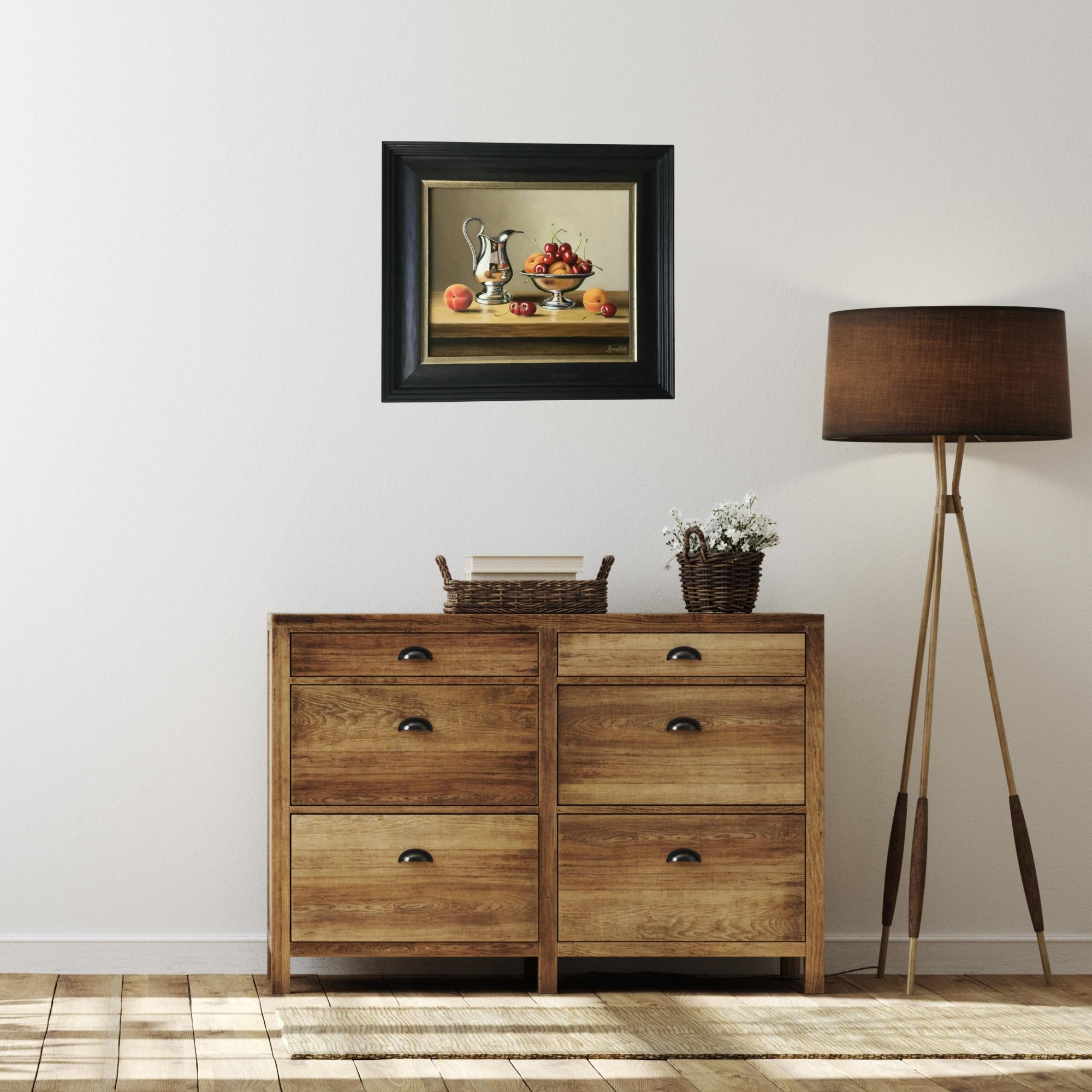 Anne Songhurst - Apicots and Cherries-original realism still life oil ...