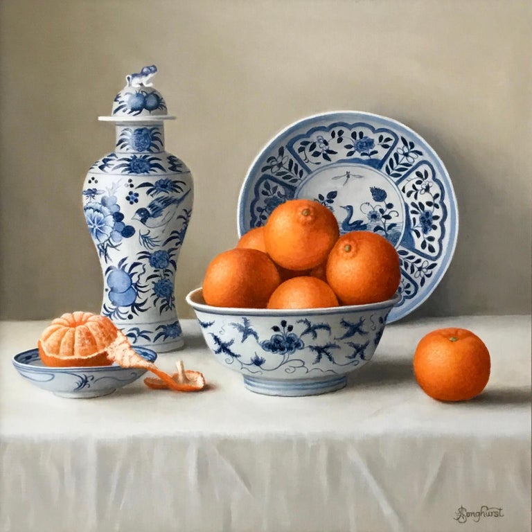 Anne Songhurst - Mandarins in a Chinese Bowl-realism still life ...