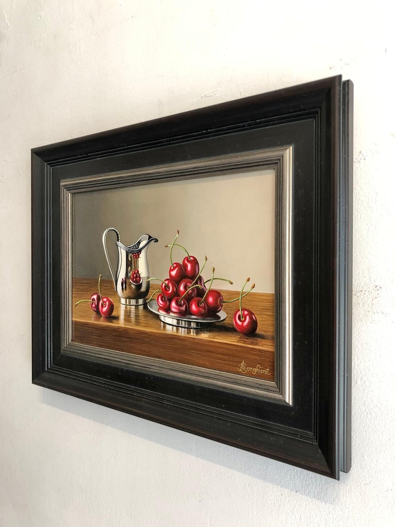 Anne Songhurst - Silver Jug with Cherries -contemporary realism still ...