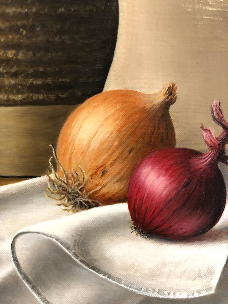 Anne Songhurst - Stoneware Jar with Onions - contemporary realism still ...