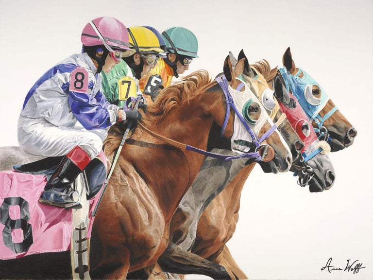 Anne Wolff - Anne Wolff, "And They're Off", Equine Racing Oil Painting ...