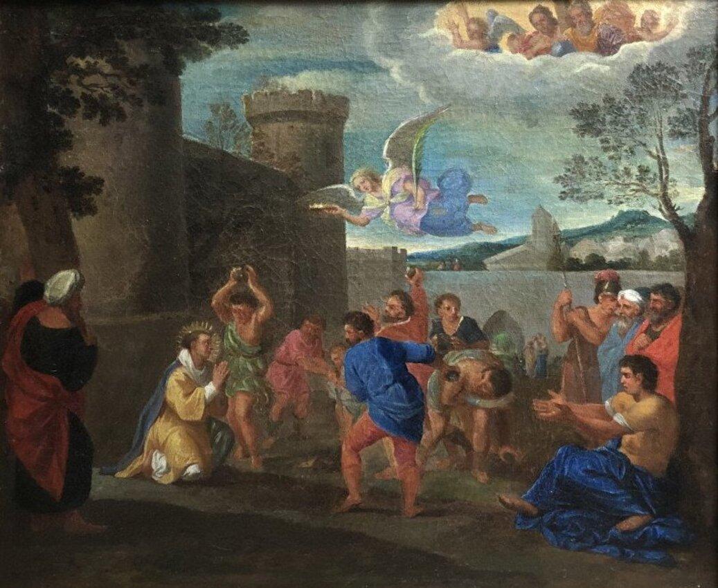 The Stoning to Death of Saint Stephen, after Annibale Carracci, oil on ...