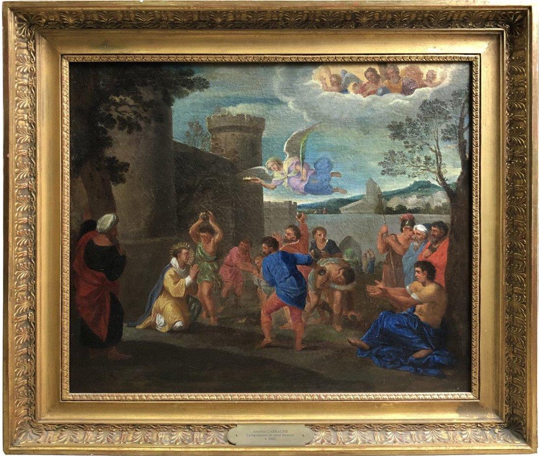 The Stoning to Death of Saint Stephen, after Annibale Carracci, oil on ...