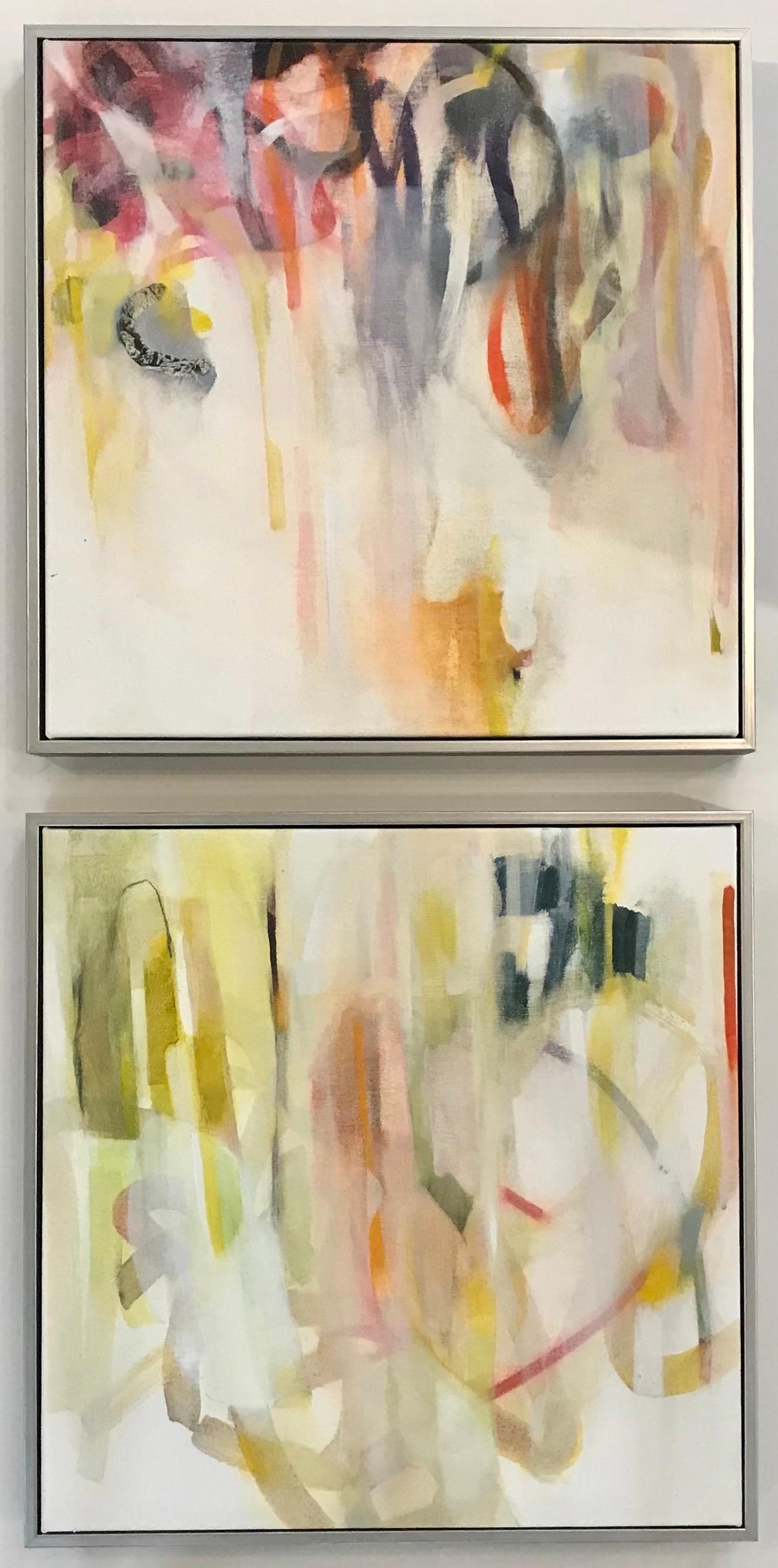 Nancy Ngo - "Floating Flowers I and II" - Highly Textured, Abstract ...