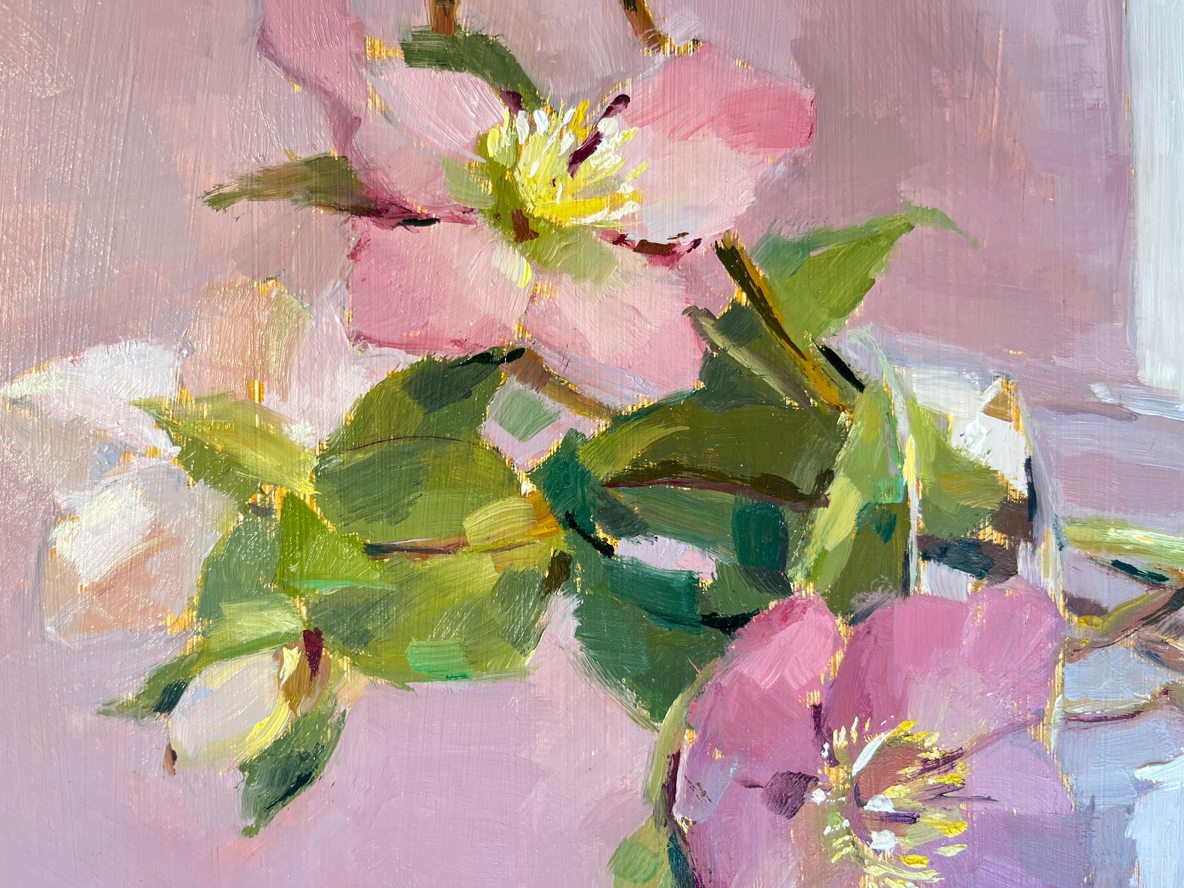 Annie Waring - Pink Hellebores - modern impressionist still life ...
