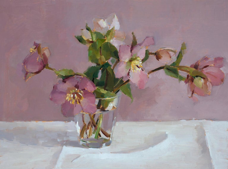 Annie Waring - Pink Hellebores - modern impressionist still life ...