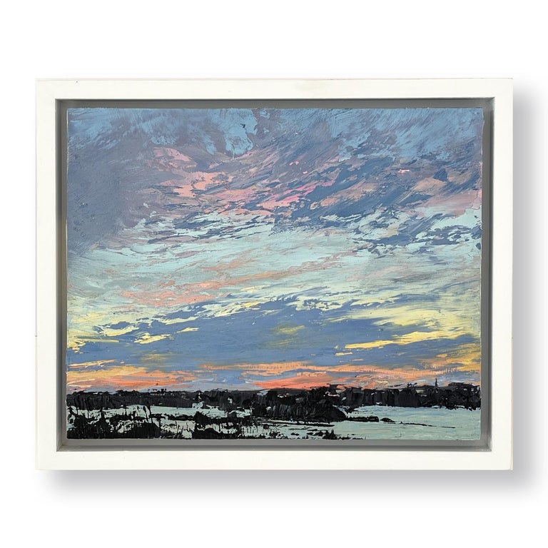 Annie Wildey - "Candy Colored Skies" Small scale oil painting of a teal ...
