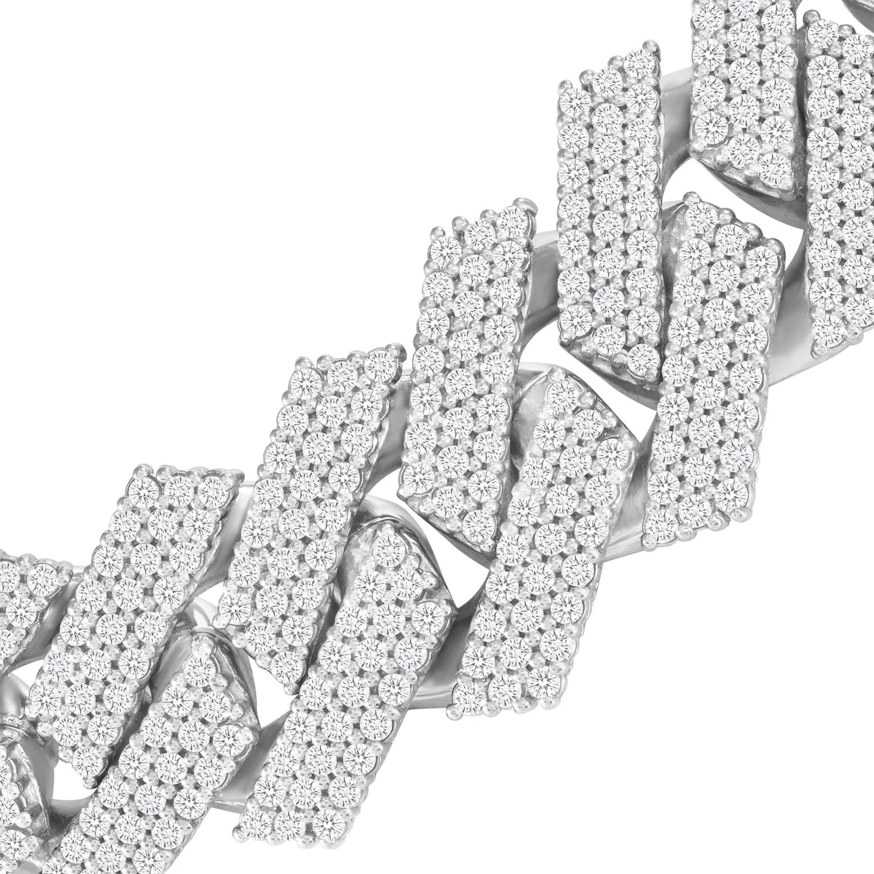 14k Gold Round Diamond Cuban Necklace For Sale at 1stDibs