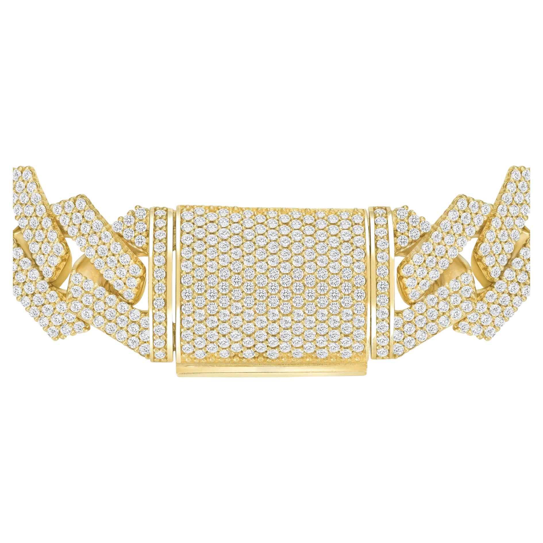 14k Gold Diamond Miami Cuban Necklace For Sale at 1stDibs