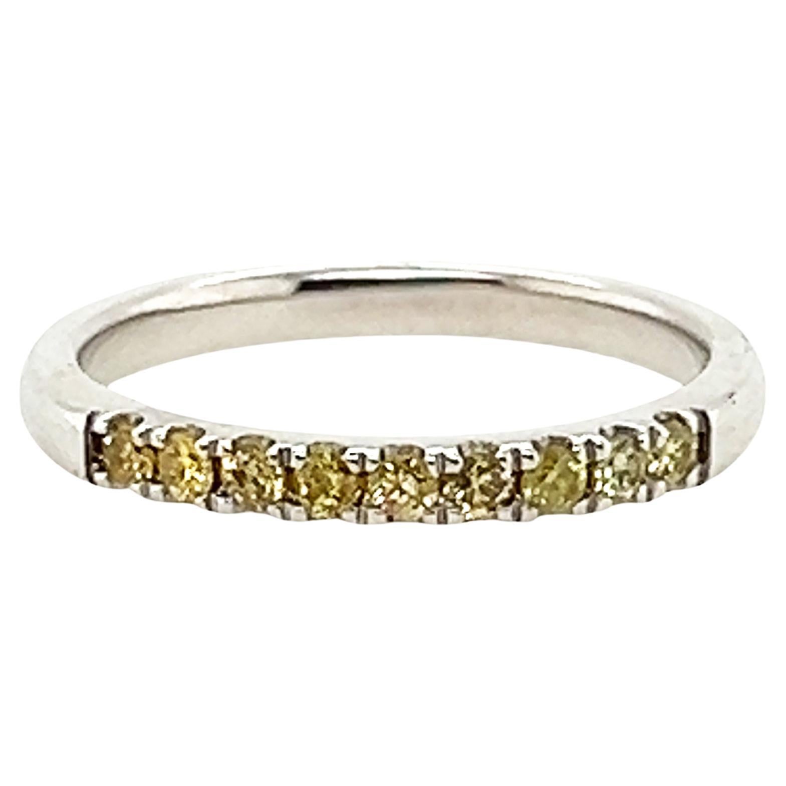 Anniversary Ring Natural Fancy Vivid Deep Yellow Diamond Band .25ct 14K ...