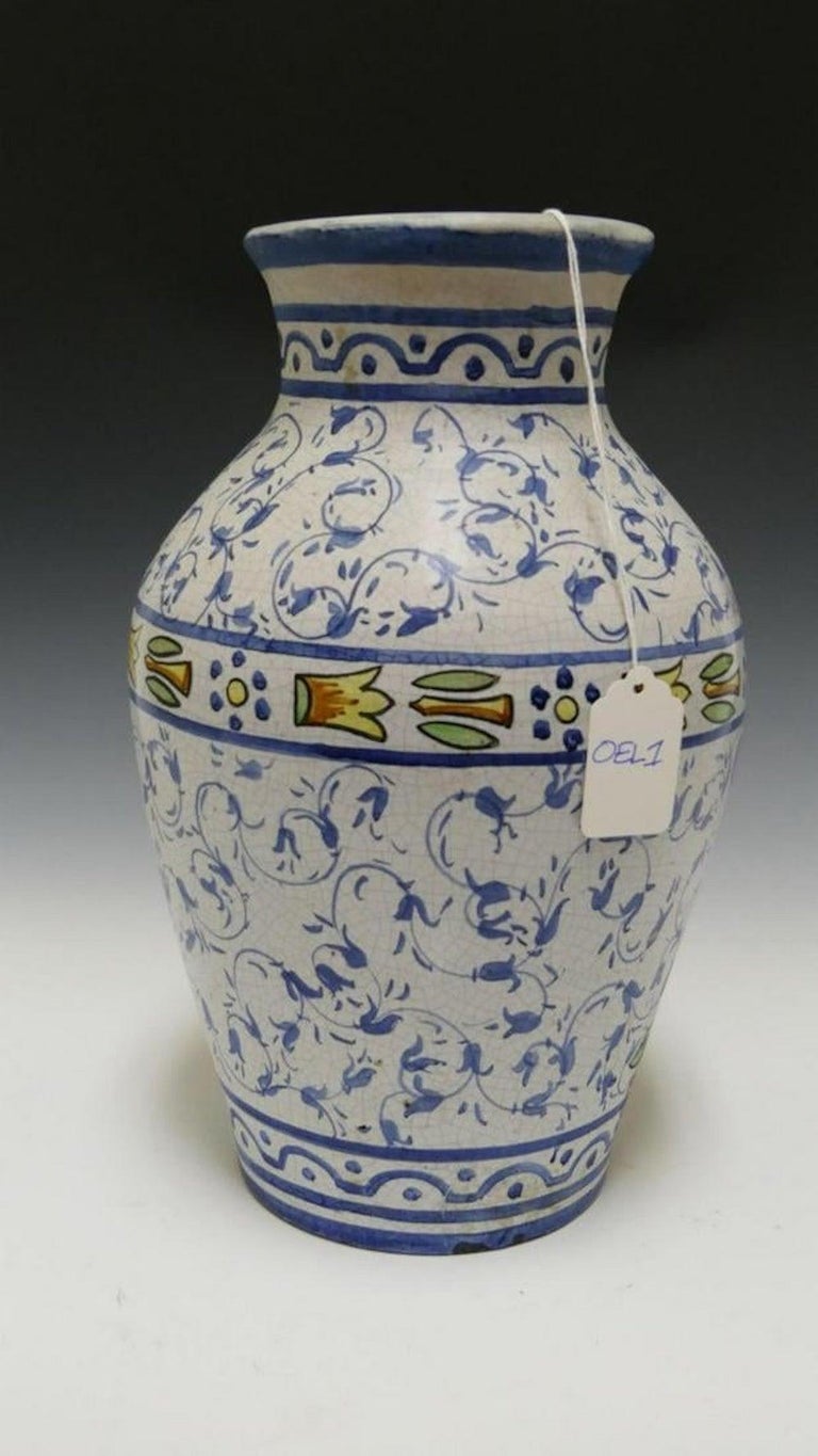 "Anno 1698" Antique Italian Faience Pottery Vase For Sale at 1stDibs