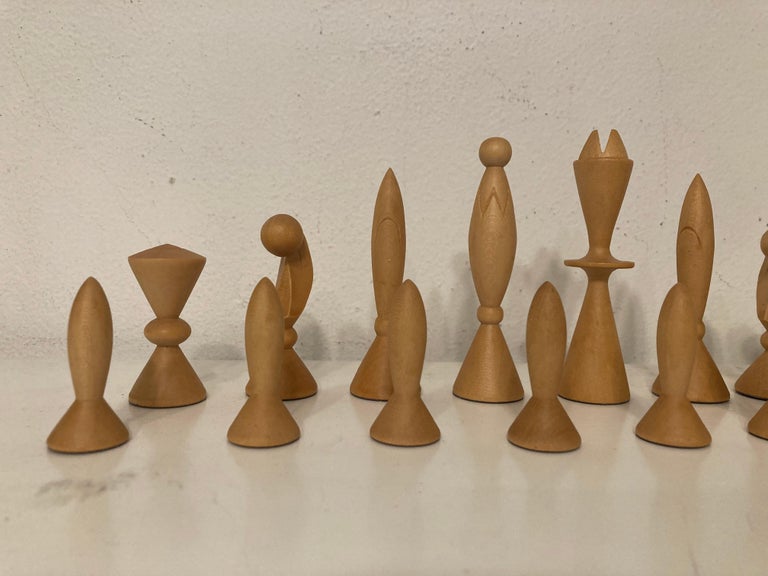 ANRI Space Age Chess Set Designed by Elliott, Walnut, Maple 1950 Italy ...