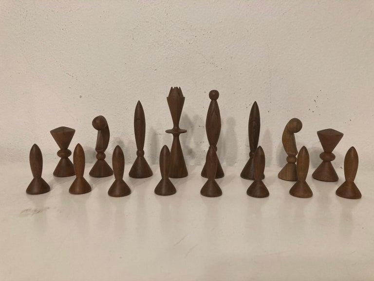 ANRI Space Age Chess Set Designed by Elliott, Walnut, Maple 1950 Italy ...