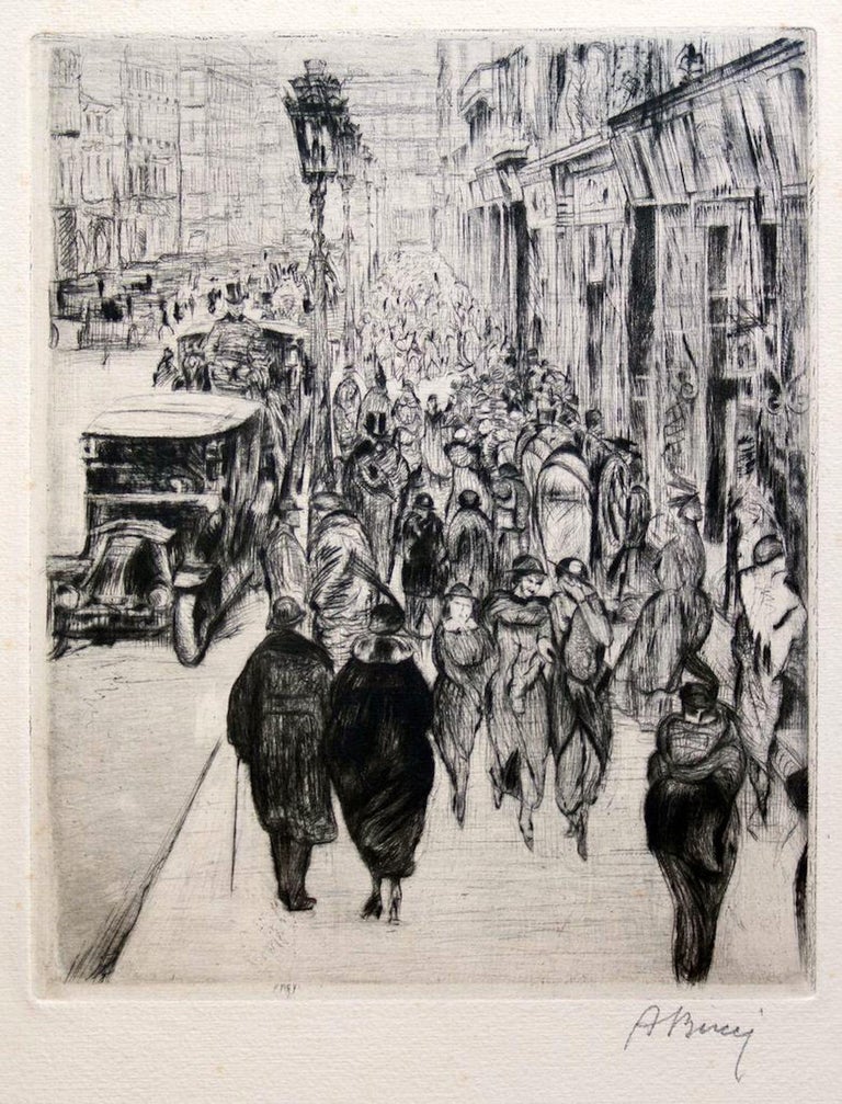 Anselmo Bucci - Downtown Paris - Original Etching by Anselmo Bucci ...