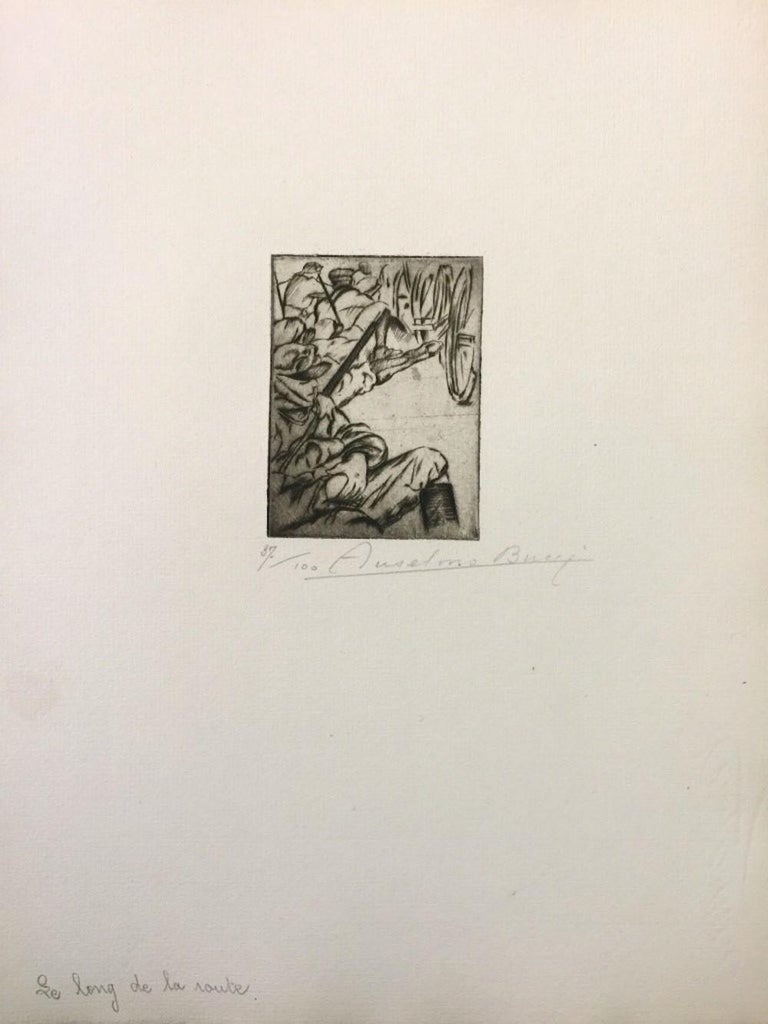 Anselmo Bucci - Le Long De La Route - Original Etching by Anselmo Bucci ...
