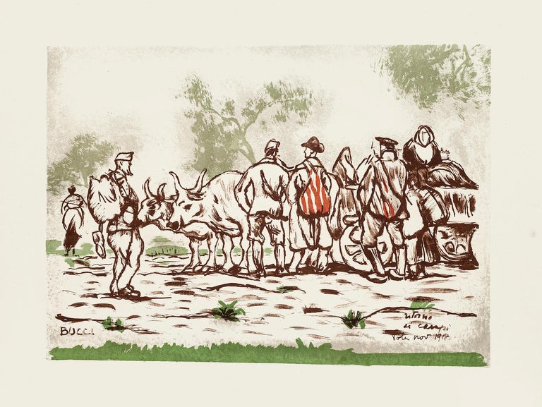 Anselmo Bucci - Military - Original Lithograph by Anselmo Bucci - Early ...