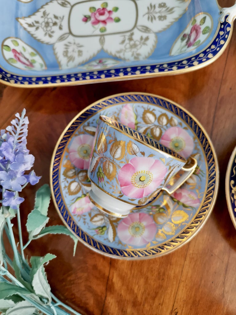 Anstice Horton and Rose Coffee Cup, Periwinkle and Pink Roses, Regency ...