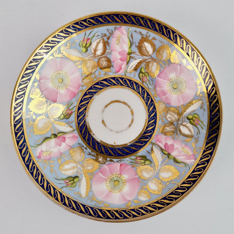 Anstice Horton and Rose Coffee Cup, Periwinkle and Pink Roses, Regency ...