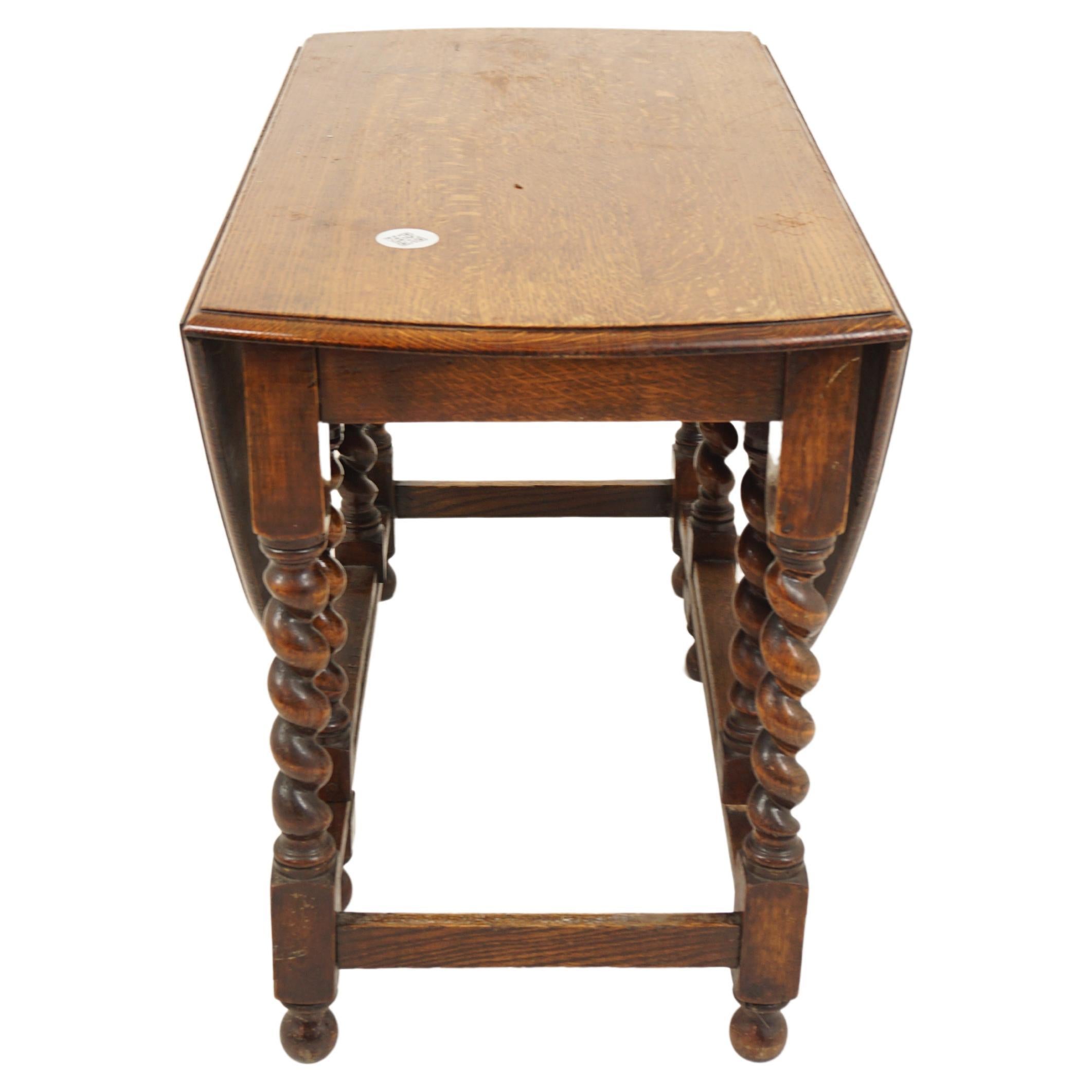 Ant. Barley Twist Oak Gateleg Table, Drop Leaf/Dining Table, Scotland ...