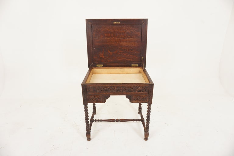 Ant. Carved Tiger Oak Writing Table, Work Table, Scotland 1880, H730 ...