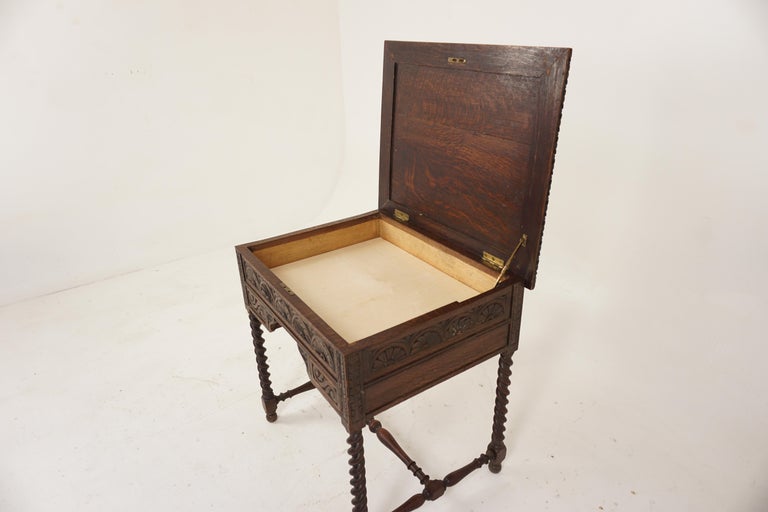 Ant. Carved Tiger Oak Writing Table, Work Table, Scotland 1880, H730 ...