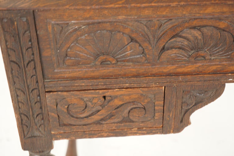 Ant. Carved Tiger Oak Writing Table, Work Table, Scotland 1880, H730 ...