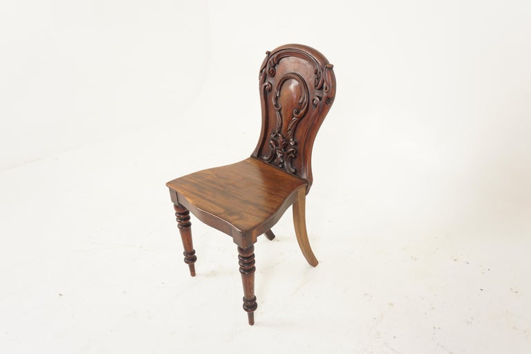 Ant. Carved Walnut Hall Chair, Side Chair, Scotland 1860, B670 For Sale ...