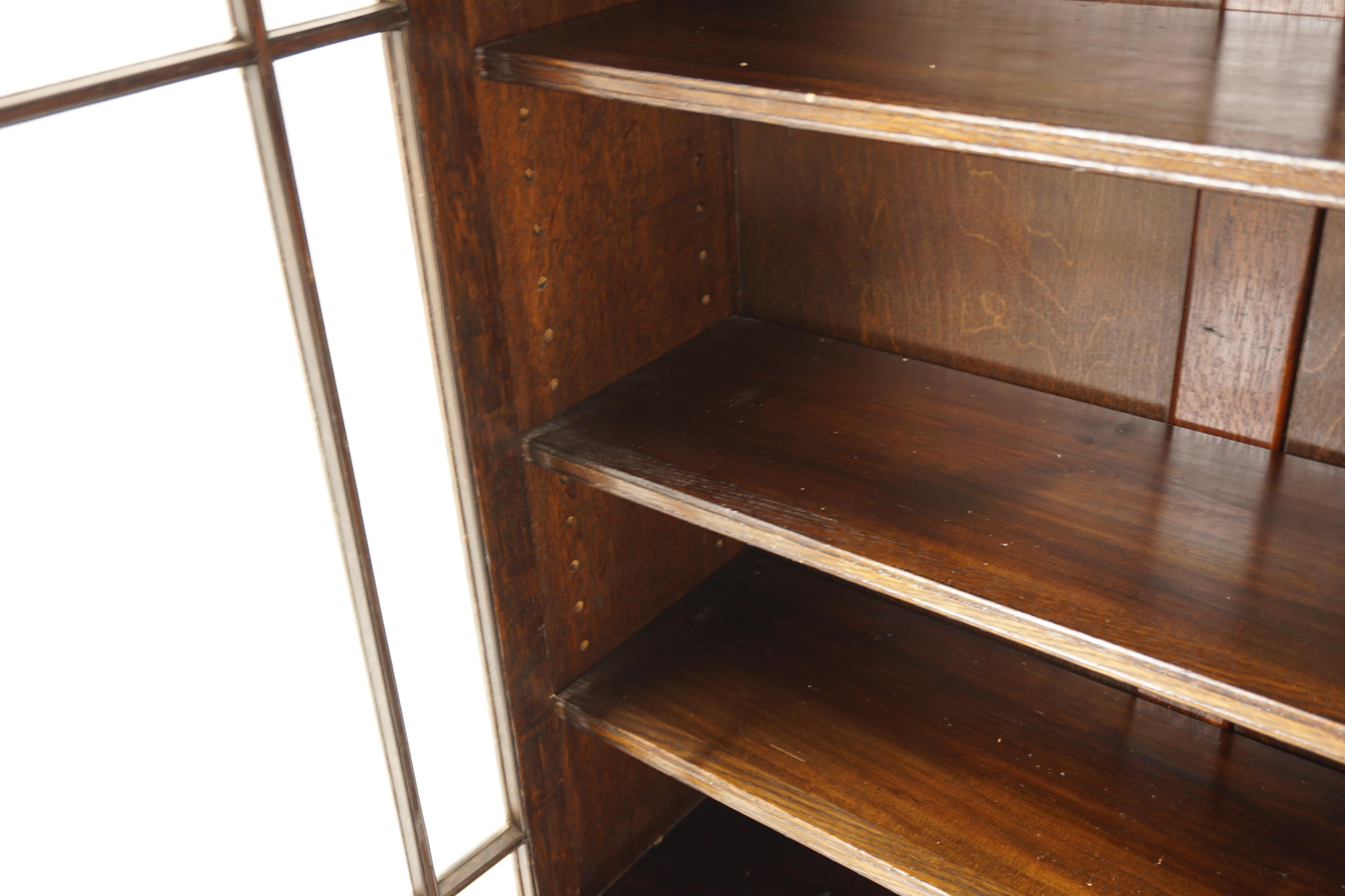 Ant. Oak Two Door Tiger Oak Bookcase Display Cabinet, Scotland 1910 For ...